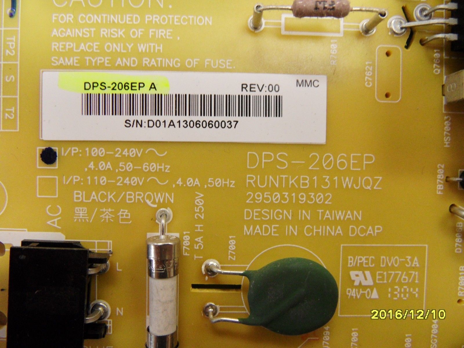 SHARP 70 PN-E702 DPS-222BP-1 A RDENC1023MPPZ Power Board [DPS-222BP-1 ...